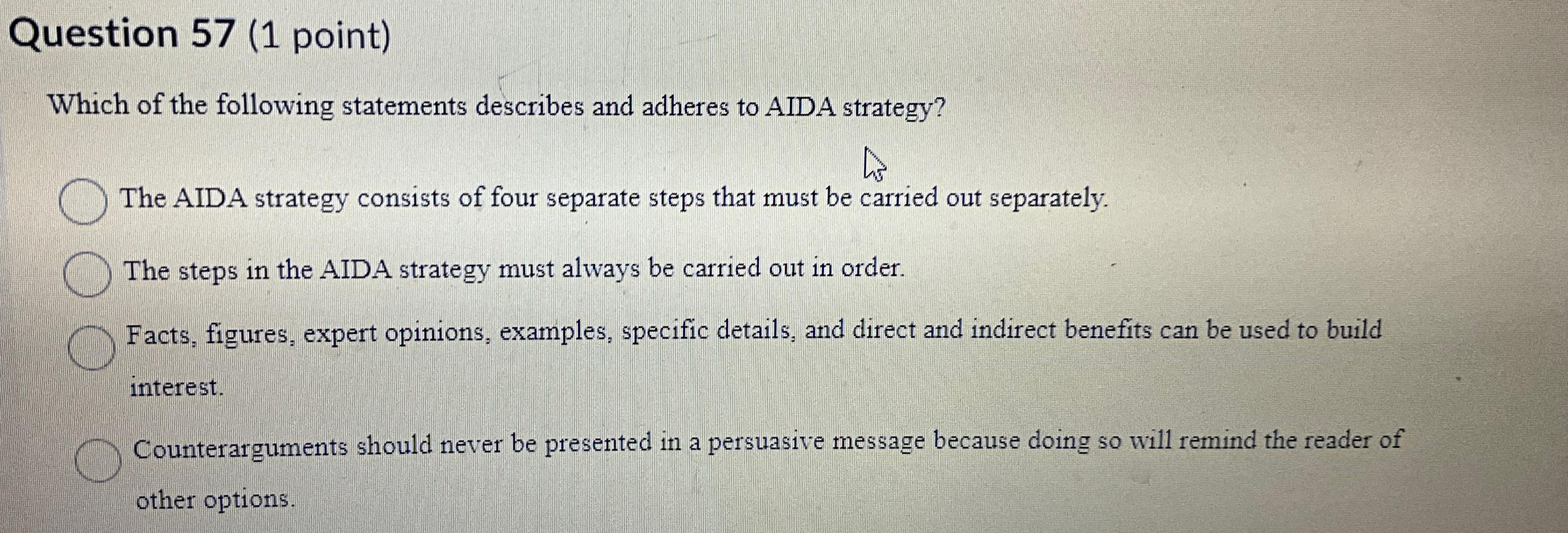 Solved Question 57 (1 ﻿point)Which of the following | Chegg.com