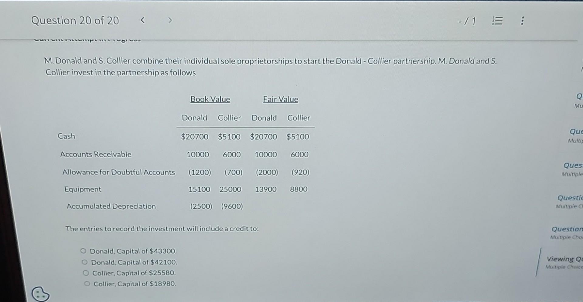 Solved M. Donald and S. Collier combine their individual | Chegg.com