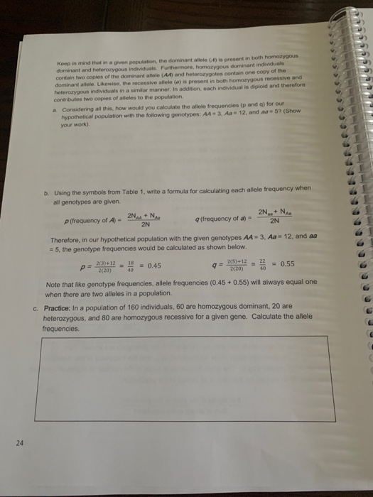 Solved Part 1: Calculating genotype and allele frequencies | Chegg.com