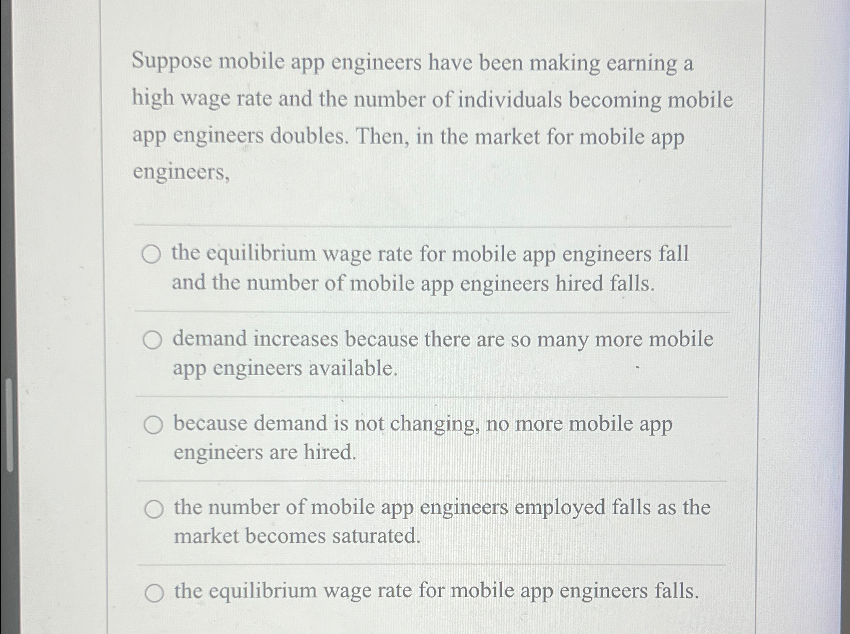 Solved Suppose mobile app engineers have been making earning | Chegg.com