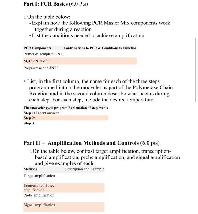 Solved 1. On the table below: - Explain how the following | Chegg.com