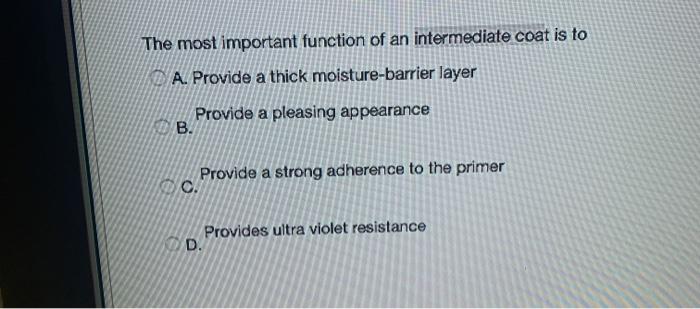 Solved The most important function of an intermediate coat | Chegg.com