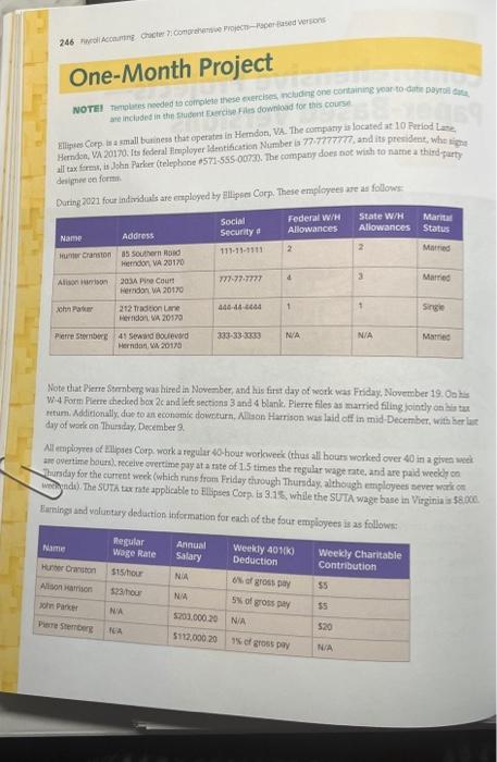 One-Month Project Blimem Corp in a small beiness that | Chegg.com