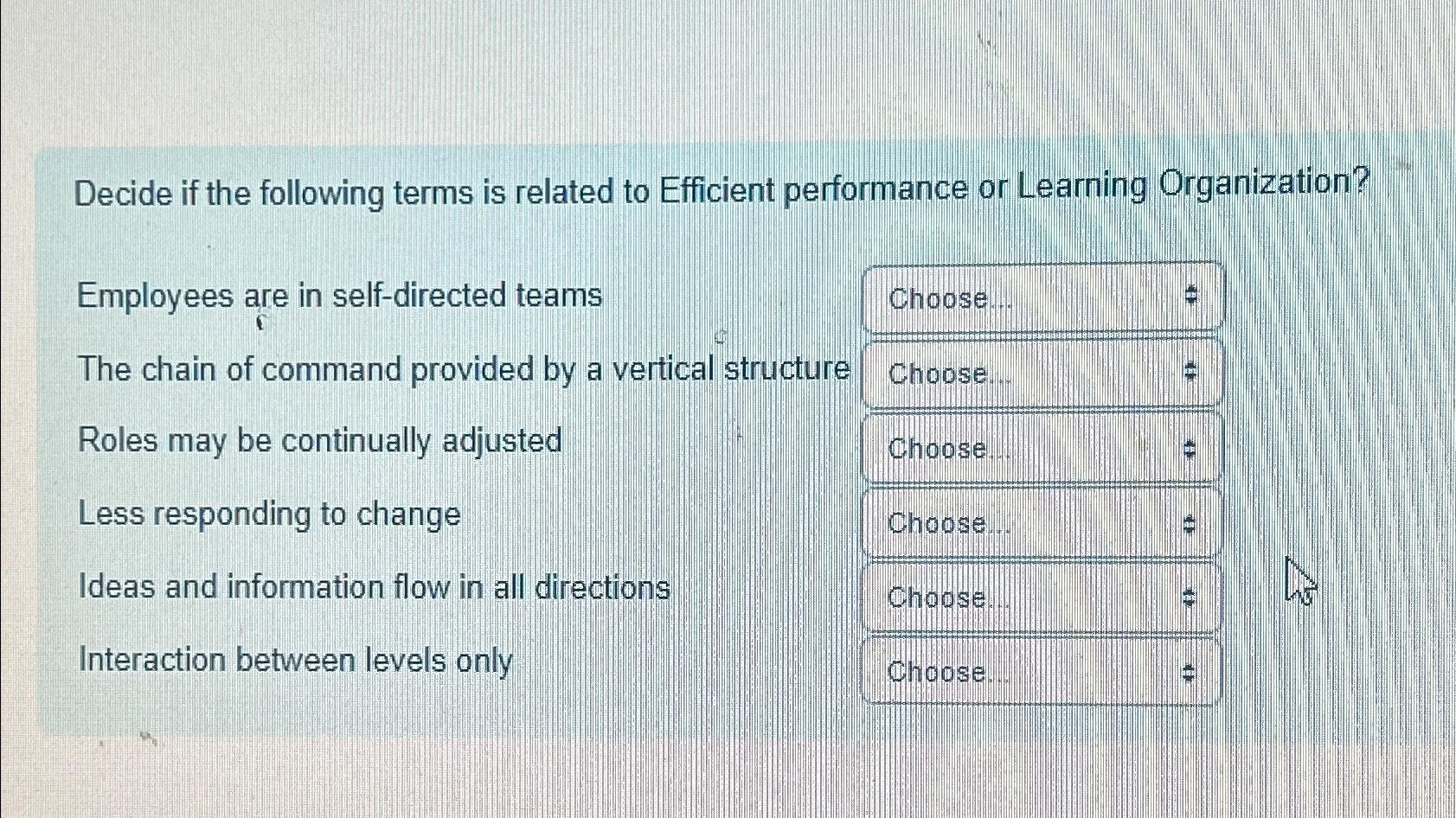 Solved Decide if the following terms is related to Efficient | Chegg.com