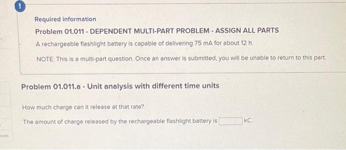 Solved Required information Problem 01.011 - DEPENDENT | Chegg.com