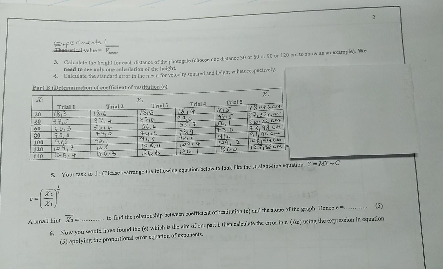 Solved Linear air track part A (Determination of the | Chegg.com