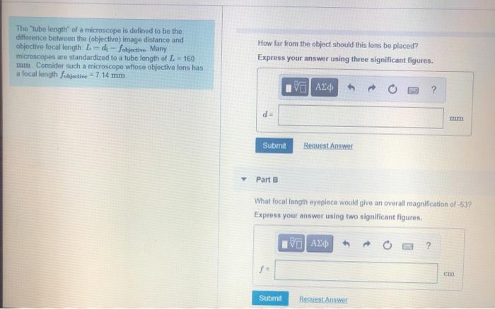 Solved The tube length of a microscope is defined to be the | Chegg.com