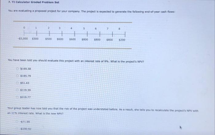 Solved 7. TI Calculator Graded Problem Set You are | Chegg.com