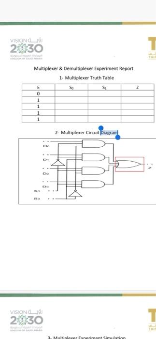Solved VISION_91 2430 Multiplexer & Demultiplexer Experiment | Chegg.com