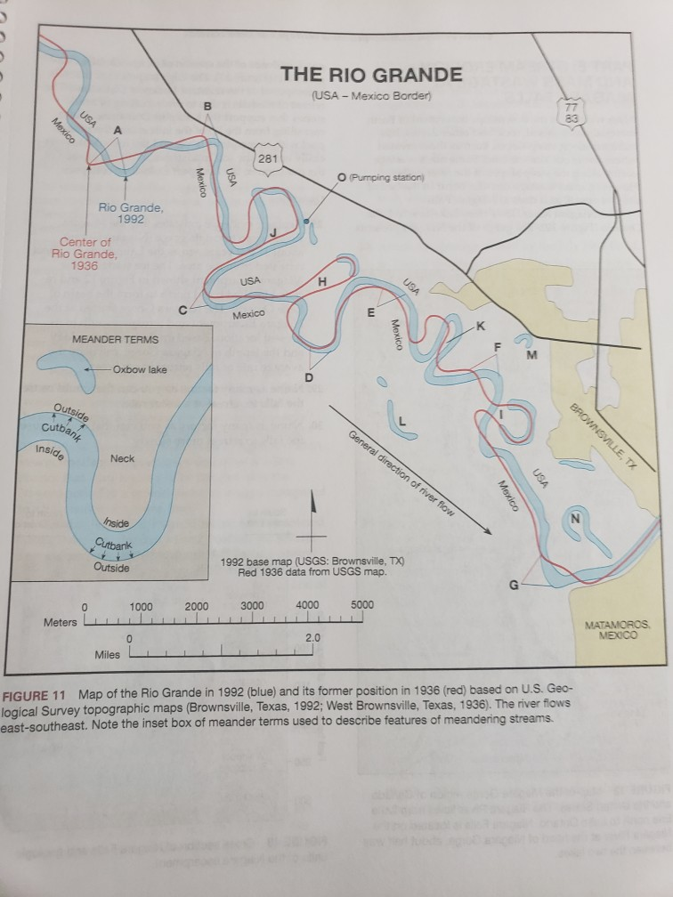 Solved (B) Rio Grande River Meander Evolution Answer | Chegg.com