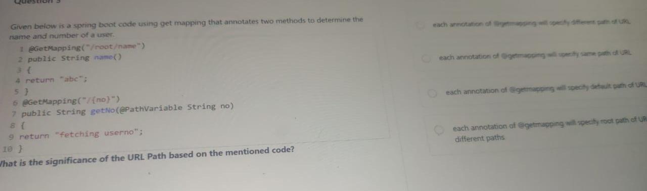 Given below is a spring boot code using get mapping | Chegg.com