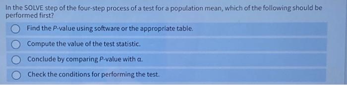 Solved In the SOLVE step of the four-step process of a test | Chegg.com