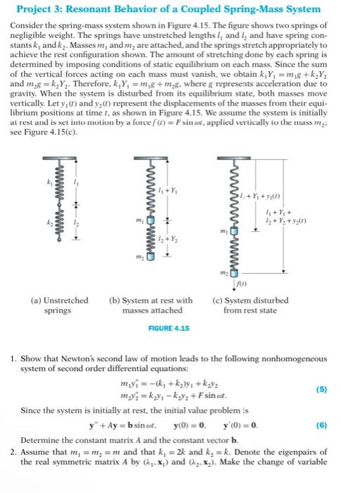 Solved Project 3: Resonant Behavior of a Coupled Spring-Mass | Chegg.com