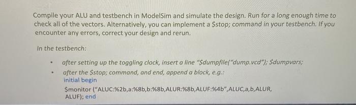 Create a 32-bit ALU in System Verilog. Name the file | Chegg.com