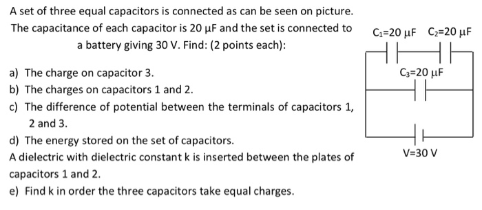 Solved A set of three equal capacitors is connected as can | Chegg.com