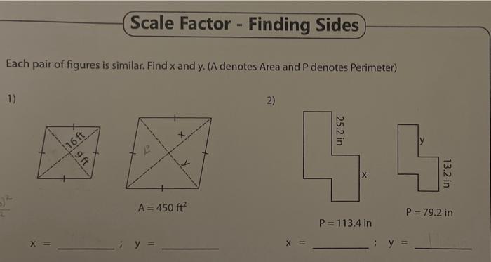 Solved Scale Factor - Finding Sides Each pair of figures is | Chegg.com