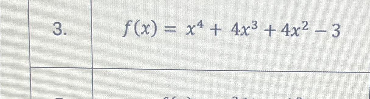 Solved f(x)=x4+4x3+4x2-3 | Chegg.com
