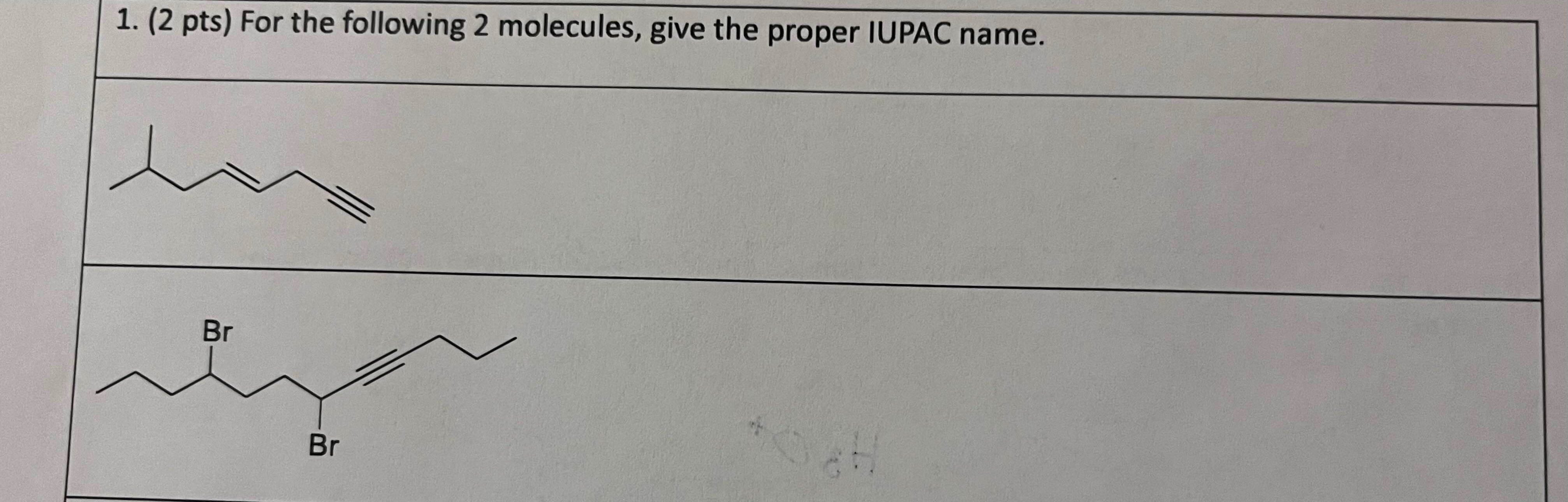 Solved 1. (2 ﻿pts) ﻿For the following 2 ﻿molecules, give the | Chegg.com