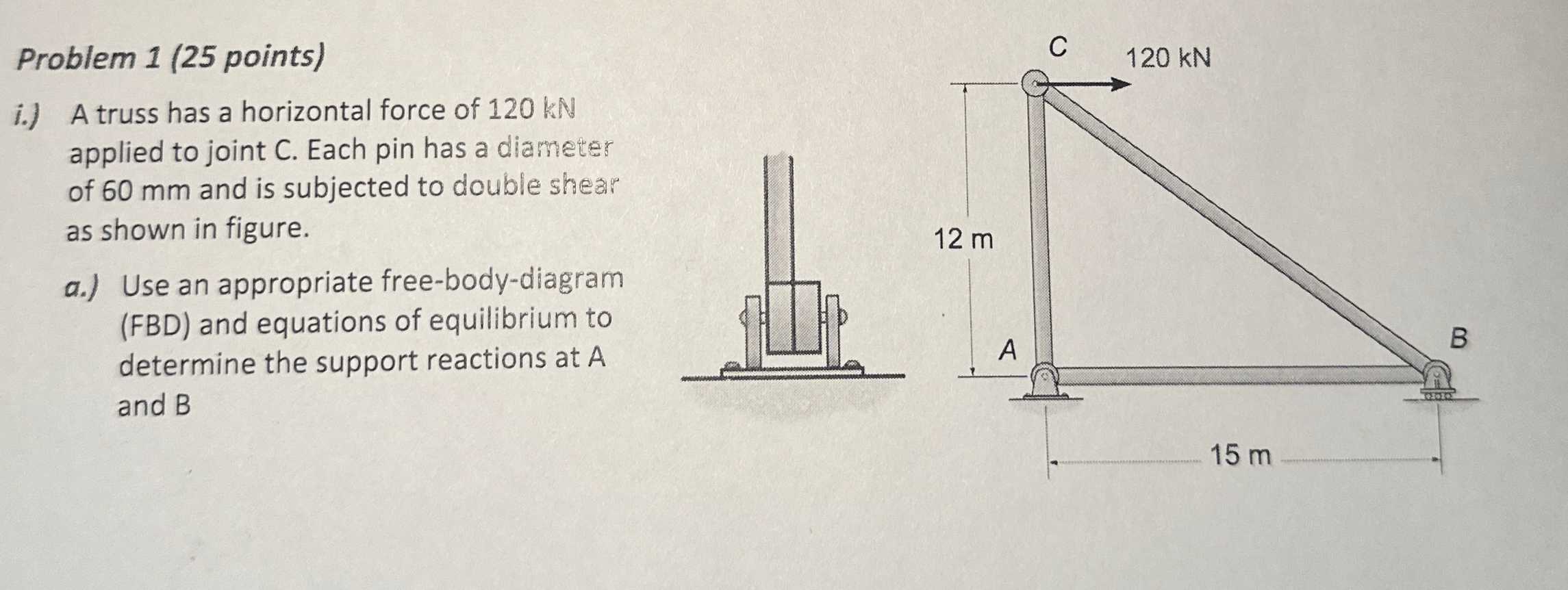 Solved Problem 1 (25 ﻿points)i.) ﻿A truss has a horizontal | Chegg.com