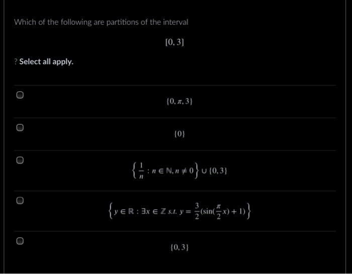 Solved Which of the following are partitions of the interval | Chegg.com