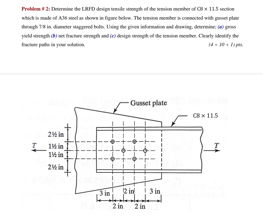 Solved Problem # 2: Determine the LRFD design tensile | Chegg.com