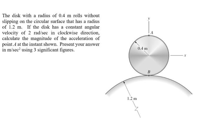 Solved The disk with a radius of 0.4 m rolls without | Chegg.com
