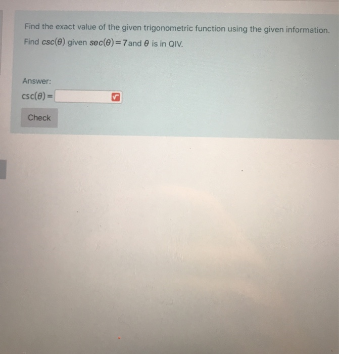 Solved Find the exact value of the given trigonometric | Chegg.com