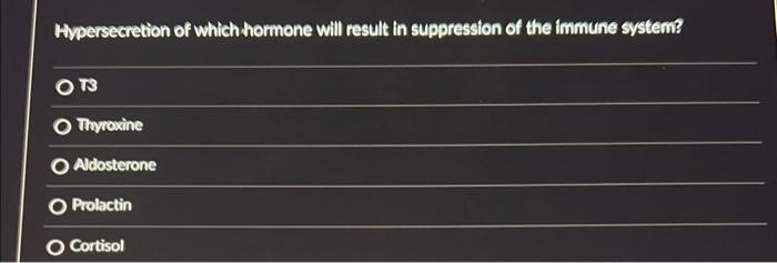 Solved Hypersecretion of which hormone will result in | Chegg.com