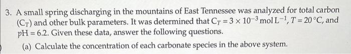 Solved 3. A small spring discharging in the mountains of | Chegg.com