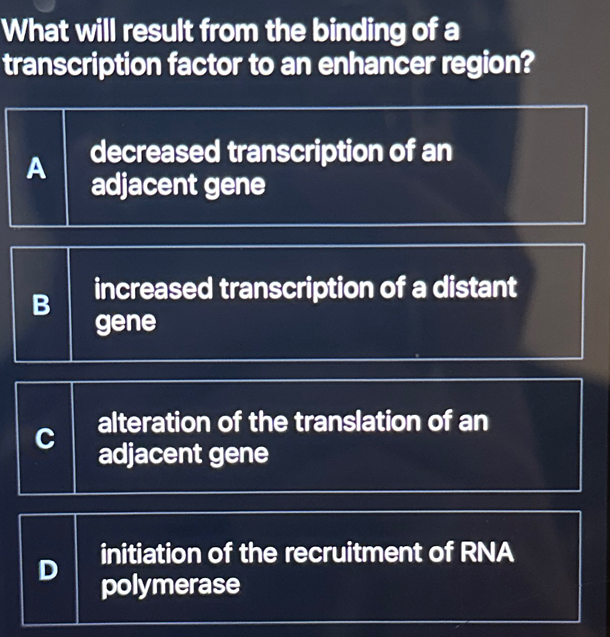 Solved What will result from the binding of a transcription | Chegg.com