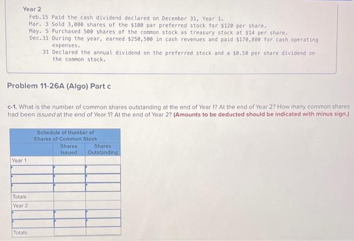 Solved Required information Problem 11-26A (Algo) Recording | Chegg.com