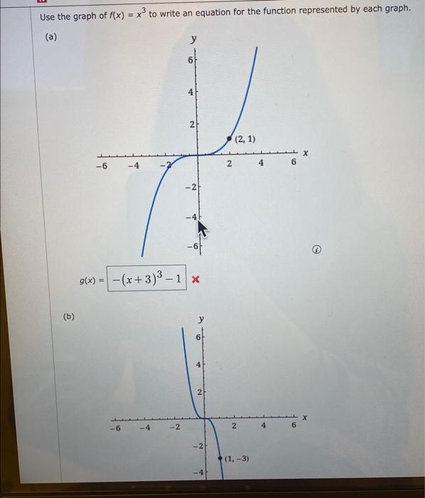 Solved Use the graph of f(x)=x3 to write an equation for the | Chegg.com