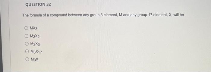 Solved The formula of a compound between any group 3 | Chegg.com
