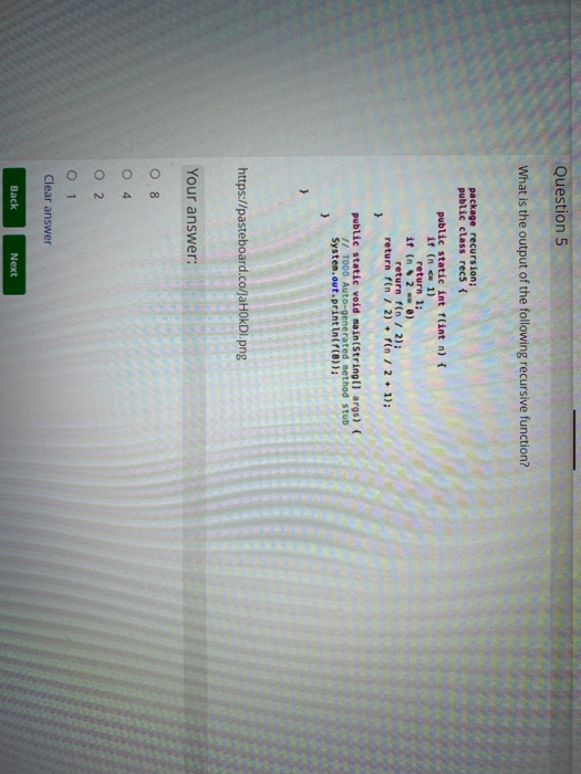 Solved Question 5 What Is The Output Of The Following