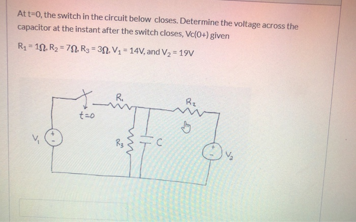 Solved At t=0, the switch in the circuit below closes. | Chegg.com