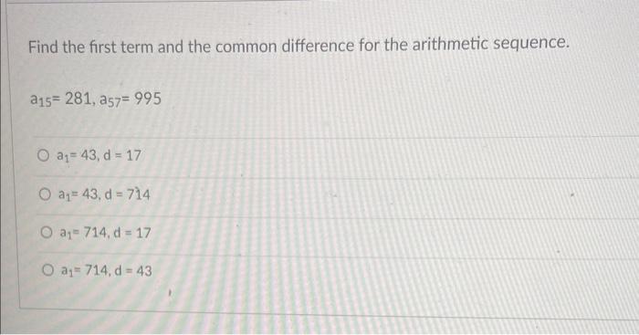 Solved Find the first term and the common difference for the | Chegg.com