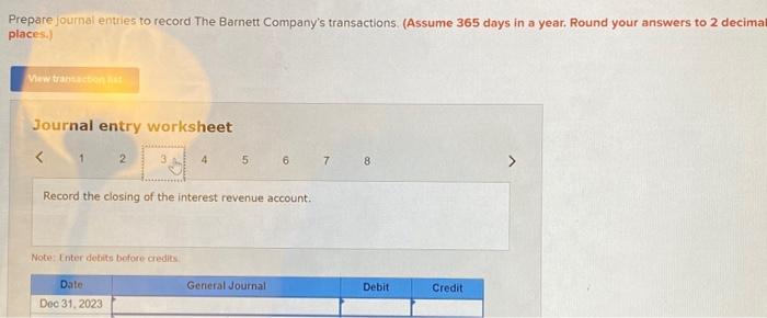 Following are transactions of The Barnett Company: | Chegg.com