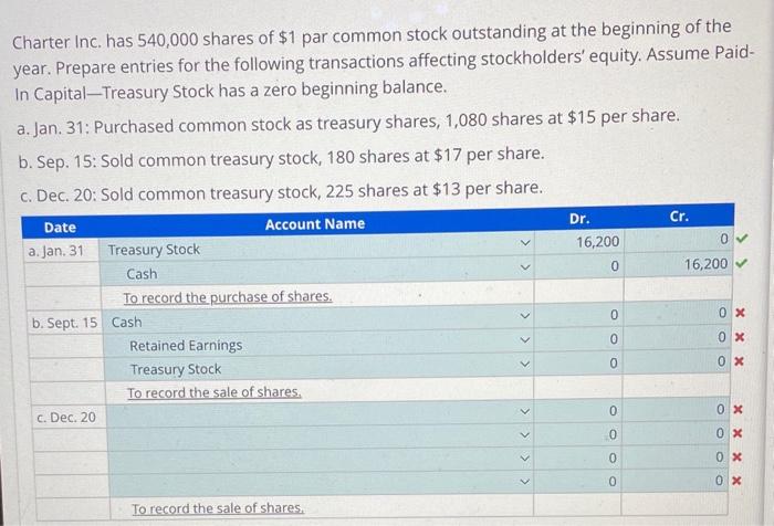 Solved Charter Inc. has 540,000 shares of $1 par common | Chegg.com