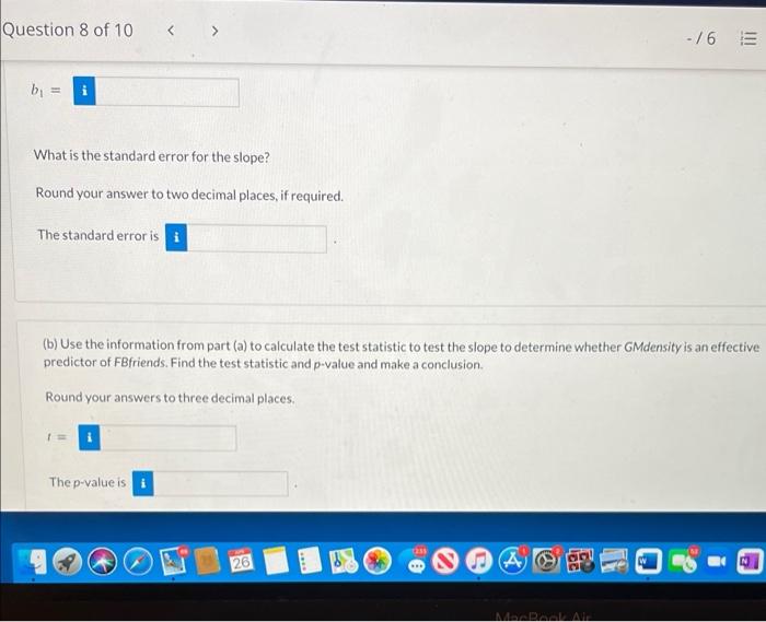 Solved Question 8 of 10 -/6 E Computer output for a | Chegg.com