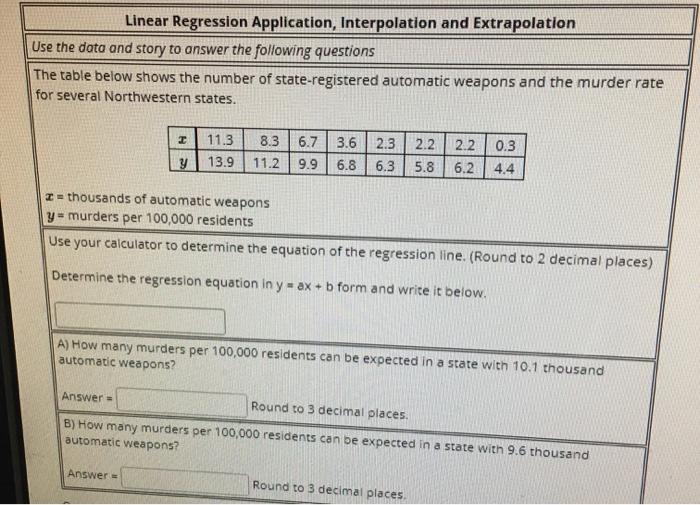 Solved Linear Regression Application, Interpolation and | Chegg.com