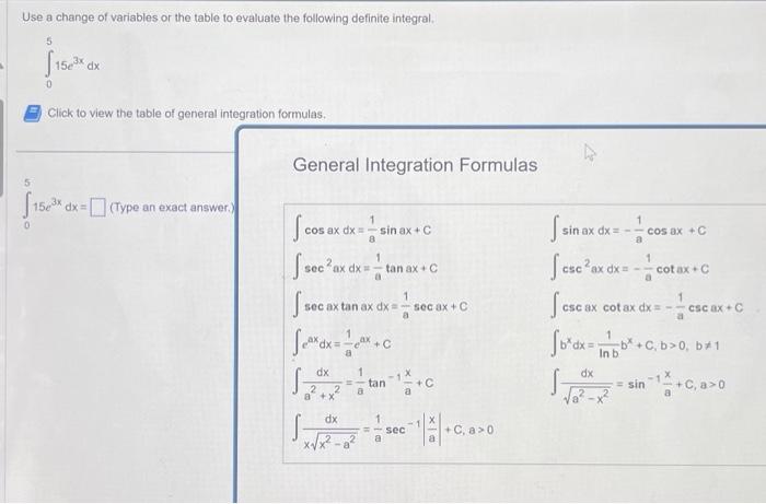 Solved Use a change of variables or the table of general | Chegg.com