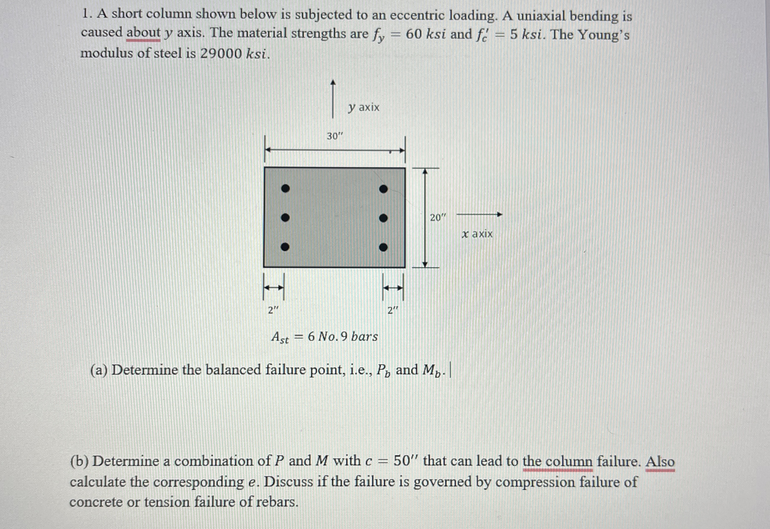 Solved A short column shown below is subjected to an | Chegg.com