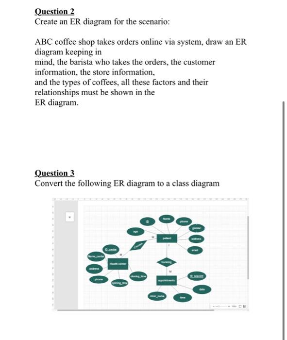 Solved Question 2 Create an ER diagram for the scenario: ABC | Chegg.com