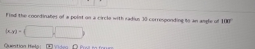 Solved Find the coordinates of a point on a circle with | Chegg.com