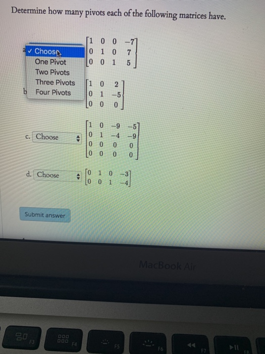 Solved Determine how many pivots each of the following | Chegg.com