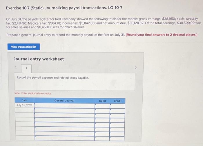 Solved Exercise 10.2 (Static) Computing regular earnings, | Chegg.com
