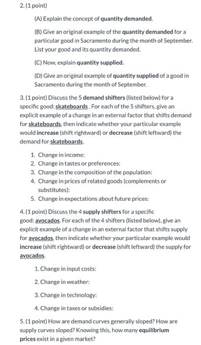 Solved 2. (1 point) (A) Explain the concept of quantity | Chegg.com