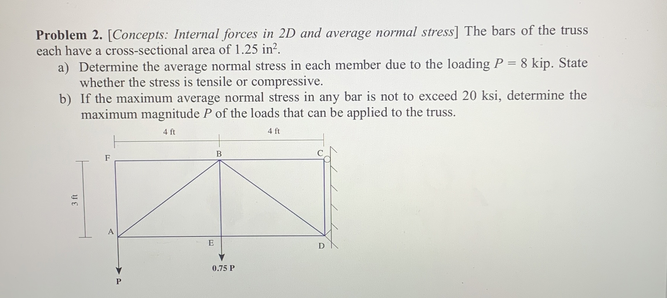 Problem 2. [Concepts: Internal forces in 2D and | Chegg.com