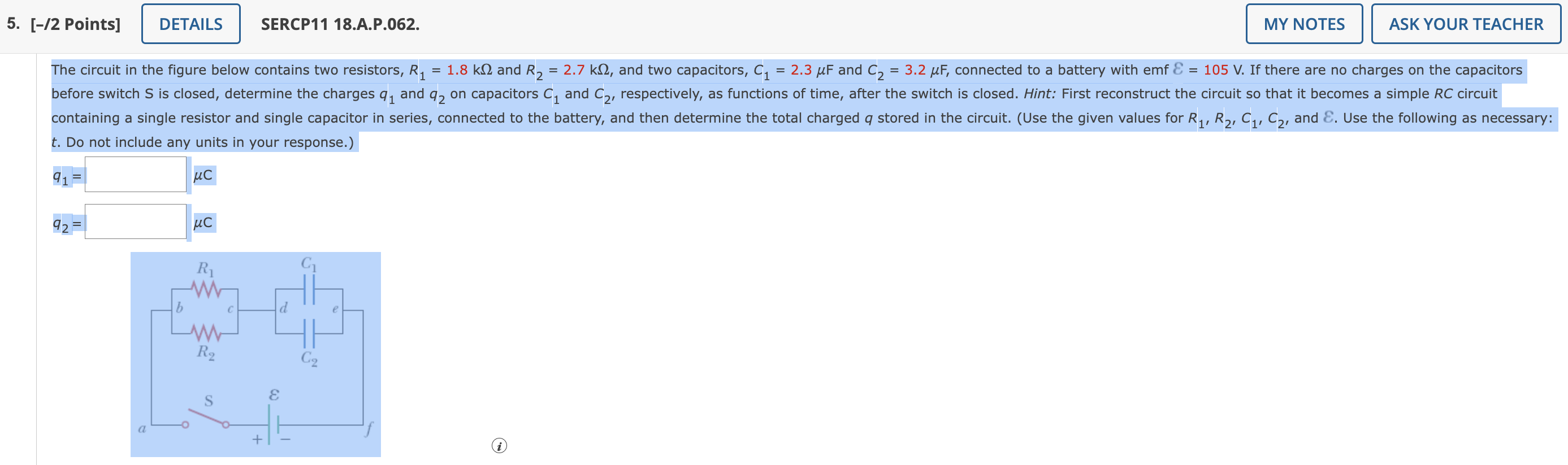 Solved Solve for q1 ﻿and q2 ﻿please | Chegg.com