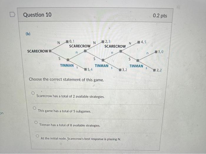 Solved Choose the correct statement of this game. Scarecrow | Chegg.com